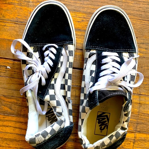 Vans | Shoes | Vans Lace Up Black White Checker Board With Bell Suede ...